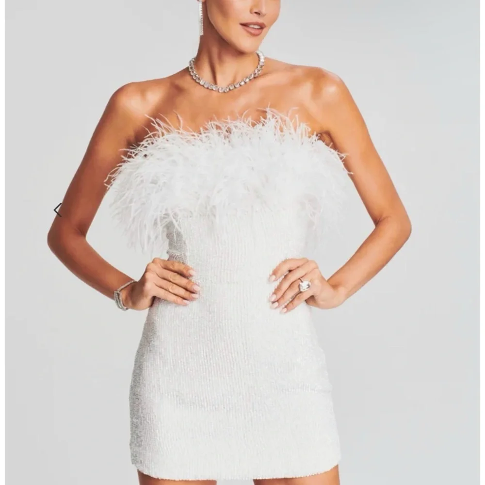 Retrofete | Dresses | Retrofete Feather Sequin Mini Dress New | Poshmark